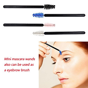 200 Pack Mascara Wands Mini Disposable Eyelash Brushes for Extensions Eye Lash Wand Brow Brush Makeup Tool Bulk, 4 Colors