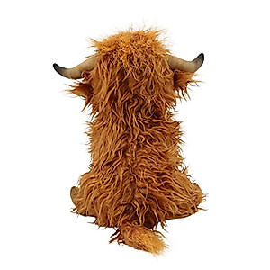BULINGNA Cute Simulation Shaggy Cow Plush Toys 10inch Cartoon Highland Yak Stuffed Animal Toy Soft Bull Doll for Kids Boys Girls (Brown , 10INCHES)