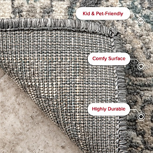 nuLOOM 9x12 Becca Traditional Tiled Area Rug, Charcoal, Faded Transitional Design, Stain Resistant, For Bedroom, Dining Room, Living Room, Hallway, Office, Kitchen, Entryway