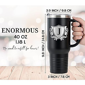 Onebttl Personalized 40 oz Tumbler with Handle and Straw, Monogrammed Travel Cup for Men, Custom Coffee Mugs, Unique Birthday Christmas Gifts for Men Who Have Everything, F