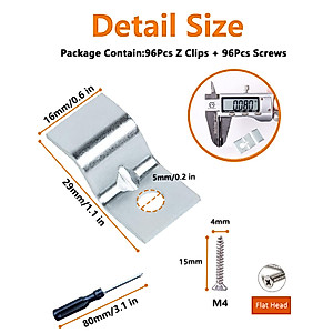 Silver Table Top Fasteners with Screws,Table Top Connectors Z Clips for Table Top Set of 24/48/96 Packs (Include 24/48/96 Clips,24/48/96 Screws) (48)