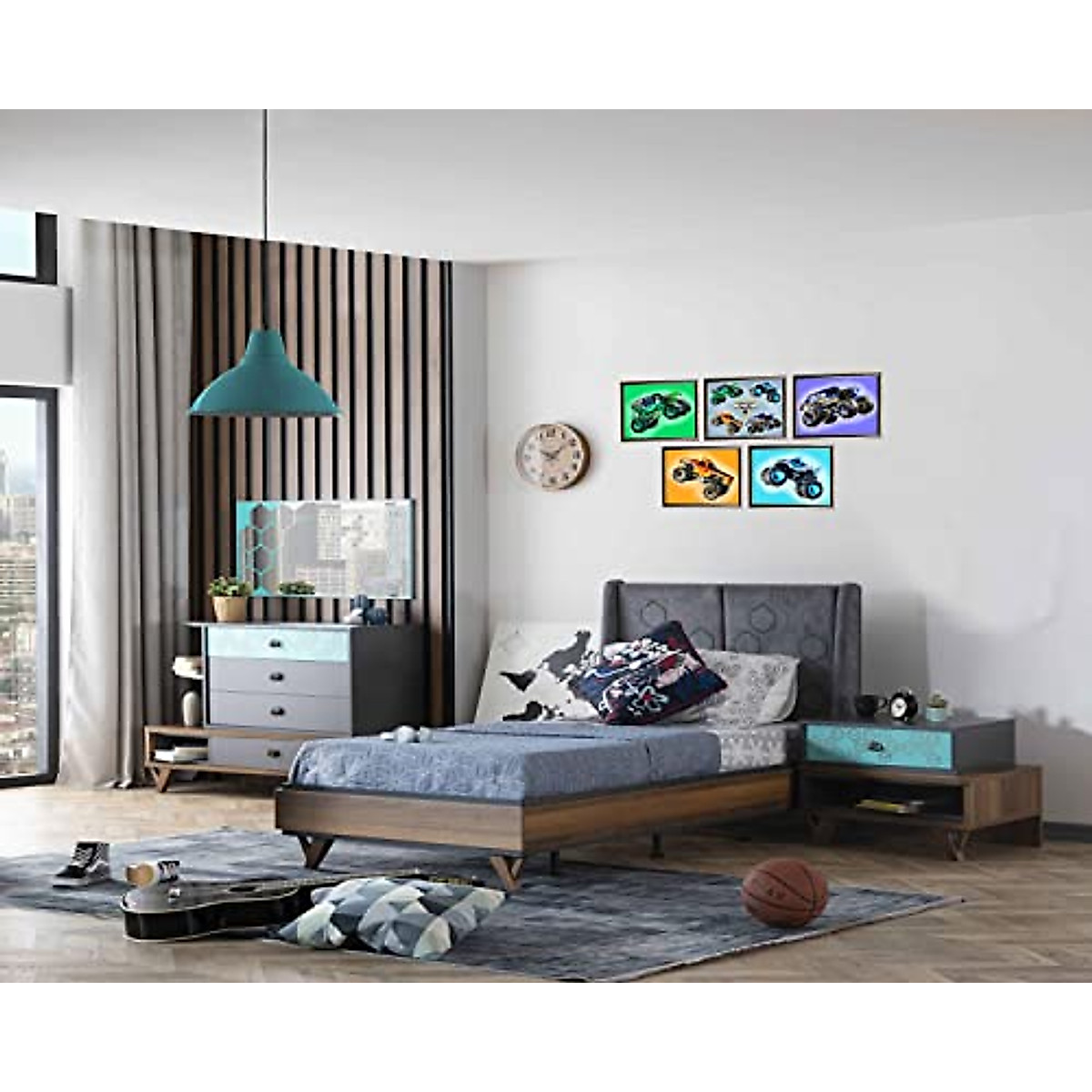 Monster Truck Posters For Boys Room - Set Of 5 Wall Art (UNFRAMED 8"x10") - Monster Truck Poster Prints, Boys Room Decor, Posters For Teen Boys Room, Boys Wall Decor, Boys Room Wall Decor, Kids Wall Art, Wall Art For Boys Bedroom