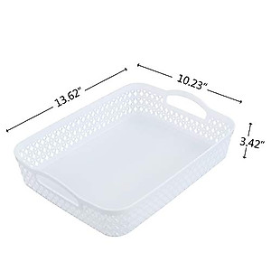 Saedy White A4 Paper Storage Baskets, Plastic Organizer Basket Tray, Set of 6