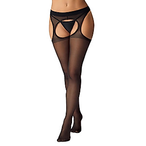 deladola Suspender Tights for Women High Waist Garter Belt Gothic Thigh High Stockings(Plus Size)