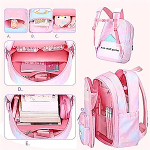 FMCEUEX Kawaii Backpack For Boy Girls, Rainbow Starry School Backpacks With Compartments Applicable to Laptop Bag Travel Bag Book Bag, Blue Medium 16.5in