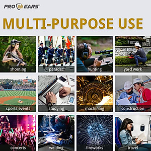 Pro Ears Pro Tac Slim ​Gold Ear Muffs, Military Grade Electronic Hearing Protection & Amplification, DLSC Tech, Made in USA