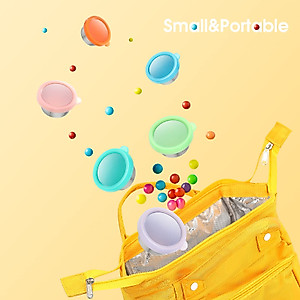 Salad Dressing Container To Go, 6x1.6 oz Small Containers with Lids, Fits in Bento Box for Lunch, Stainless Steel Condiment Cup, Premium Silicone, Easy Open, Leakproof Dipping Sauce Containers