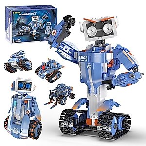 YESHIN Robot Building STEM Toys: 5 in 1 STEM Projects for Kids Ages 8-12, Remote & APP Control Educational Coding Kit, DIY Rechargeable Robot Gifts for Boys Girls (903 Pcs)