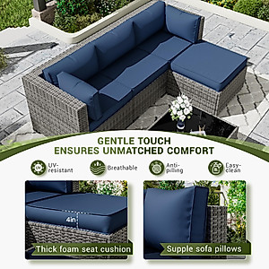 Amopatio Outdoor Cushions, Replacement Patio Furniture Cushions for Outdoor Furniture, Waterproof & Fade Resistant Cushions for Patio Sectional Couch(Cushion Cores & Covers, Navy)