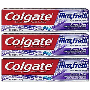 Colgate Max Fresh Toothpaste - KnockOut - With Odor Neutralizing Technology - Net Wt. 6 OZ (170 g) Per Tube - Pack of 3 Tubes