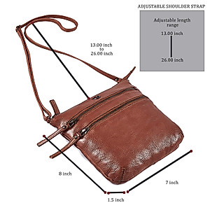 Crossbody Sling Bag for Women Small Real Leather Purse Vintage Travel Crossover Shoulder Bag Handmade (Cognac Washed Vintage)