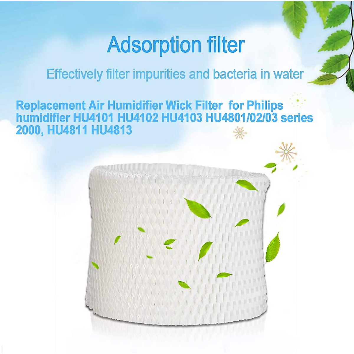 HIFROM Replace Air Humidifier Wick Filter for Philips HU4801/02/03 HU4102 HU4801 HU4803 HU4811 HU4813 Humidifier Parts Accessory (8pcs)