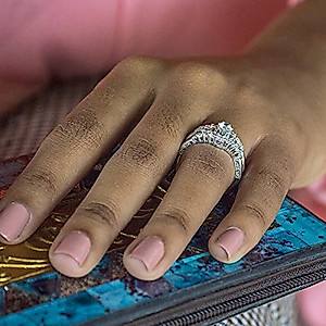 TwoBirch Sterling Silver Vintage Ring Guard with Filigree Designs With Cubic Zirconia (0.71 ct.) (sterling-silver, 9)