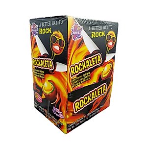 Sonrics Rockaleta Lollipop Chili Layered with Gum Center -,1.9 Pounds 30 Ct. Case
