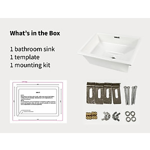 AMASHEN 20.5" x 14.4" Self-rimming Bathroom Sink Undermount or Drop-in Ceramic Vanity Basin with Overflow