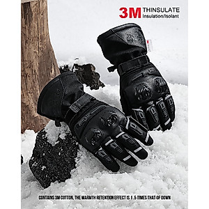 Winter Motorcycle Gloves Waterproof Windproof Warmth-Preserving Protective Gloves for Men and Women’s Cold Weather Riding (Black-regular, L)