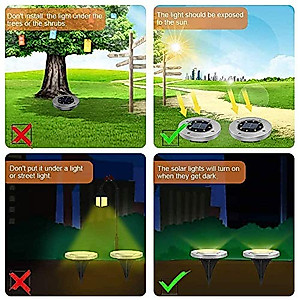 Solar Ground Lights, 8 Pack Solar Lights Outdoor, 8 LEDs Solar Garden Lights, in-Ground Disk Lights Waterproof Landscape Lighting for Lawn/Pathway/Yard/Driveway/Walkway/Sidewalk/Deck/Patio(Warm White)