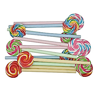 Maydahui 12PCS Lollipops Pen Rainbow Swirl Spinning Shaped Rollerball Pens Black Gel Ink Multicolor Candy Design for Students Students Girls Valentine's Day