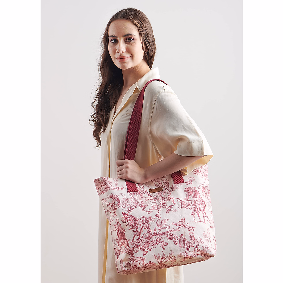 Maison d' Hermine Tote Bag 100% Cotton Canvas Reusable Shoulder Grocery Bag for Work Beach Travel Shopping Lunch Perfect for Gifts Men Women, The Miller - Red