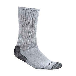 Carhartt Homme 3-Pack Standard All-Season Cotton Crew Work Socks, Gray, L
