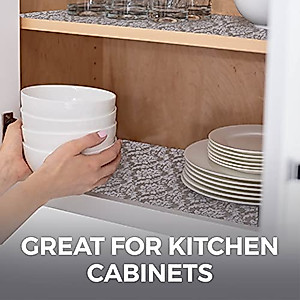 Home Genie Slip Resistant Removable Smooth Durable Drawer and Shelf Liner, Non Adhesive, Roll, Décor for Kitchen Cabinet Shelves Liners, Drawers, Desks, 12 Inch x 10 FT, Damask Caramel