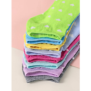 WDIRARA Women's 8 Pairs Heart Print Colorful Athletic Ventilation Low Cut Ankle Socks Multicolor one-size