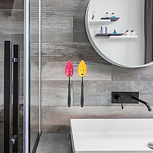 Beavorty Smile Face Toothbrush Holders Suction Cup for Houseware 4pcs (Random Color)