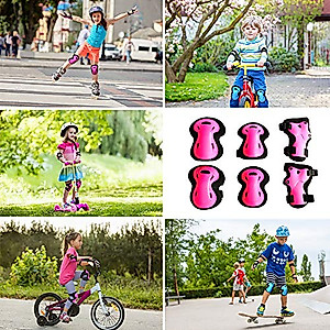 Spoligod Knee Pads for Kids/Youth, Kids Protective Gear Set with Adjustable Elbow Pads/Wrist Guards Suitable for Girls & Boys’ Rollerblading Skateboard Cycling Skating Bike Scooter (Pink, M)…