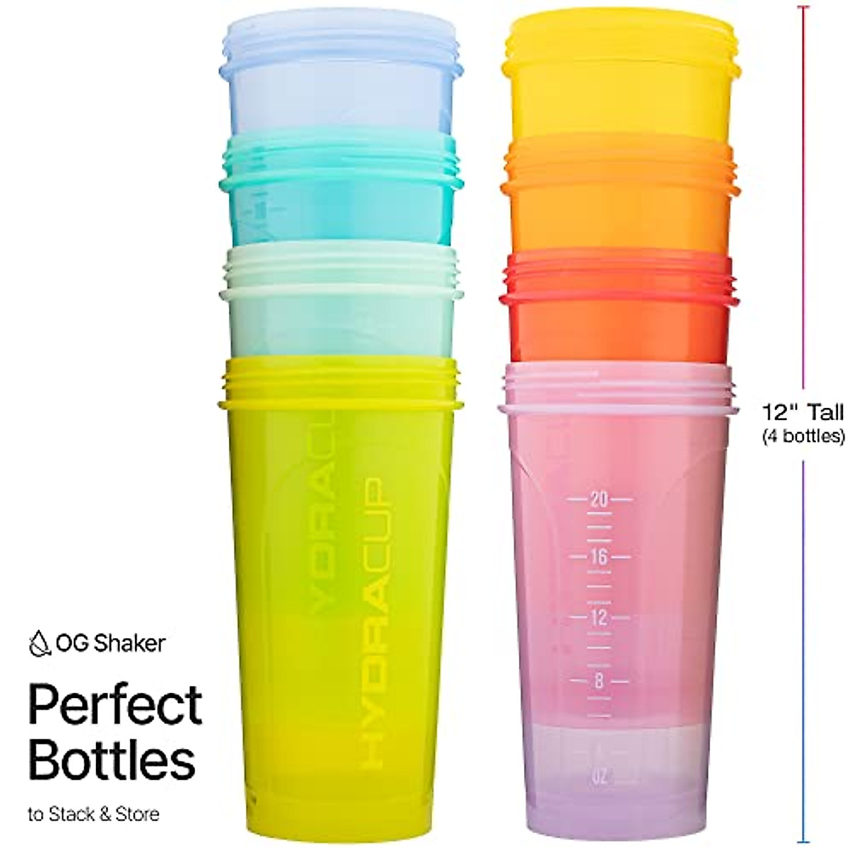HydraCup [8 Pack] with New BlenderBeast - 28oz Shaker Bottle for Protein Mixes, Dual Mixers, Wire Whisk & Mixing Grid, Shaker Cup BPA Free, Shakes Value Pack Ball