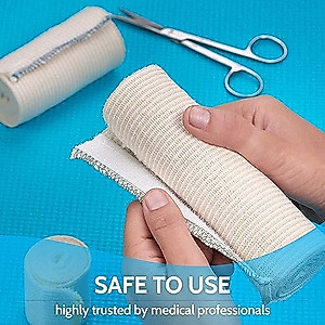 Hook and Loop Closure Elastic Bandage Wraps - Premium Variety Pack of 8, 2 3 4 6 inch x 5 Yards per Roll - Latex Free Reusable Compression Stretch Roll for First Aid, Medical, & Sports Injury Recovery