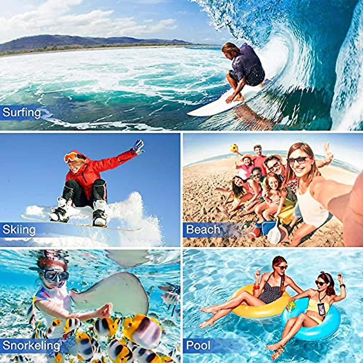 JOTO [2 Pack Universal Waterproof Pouch Cellphone Dry Bag Case Bundle with ProCase [2 Pack] Universal Waterproof Case for Phones up to 7"