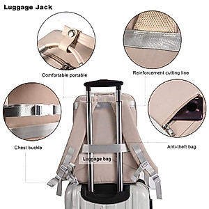 Seekvigor Travel Laptop Backpack for Women,15.6 Inch Work Backpack, 20L Smart Backpack with Laptop Compartment for Travel, Everyday, Work, or College,Beige