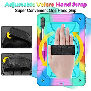 LTROP Protective Case for Samsung Galaxy Tab S9 Plus Case 2023 (SM-X810/ SM-X816B/ SM-X818U) 12.4 Inch, 9H Tempered Glass Screen Protector, S Pen Holder, Hand/Shoulder Strap & Kickstand, Aqua Teal