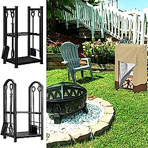 Cozzka 17 Inch Outdoor Firewood Log Rack Cover Heavy Duty Waterproof Protection Cover for 2 Tiers Small Firewood Log Storage Rack Holder (Log Rack not Included)