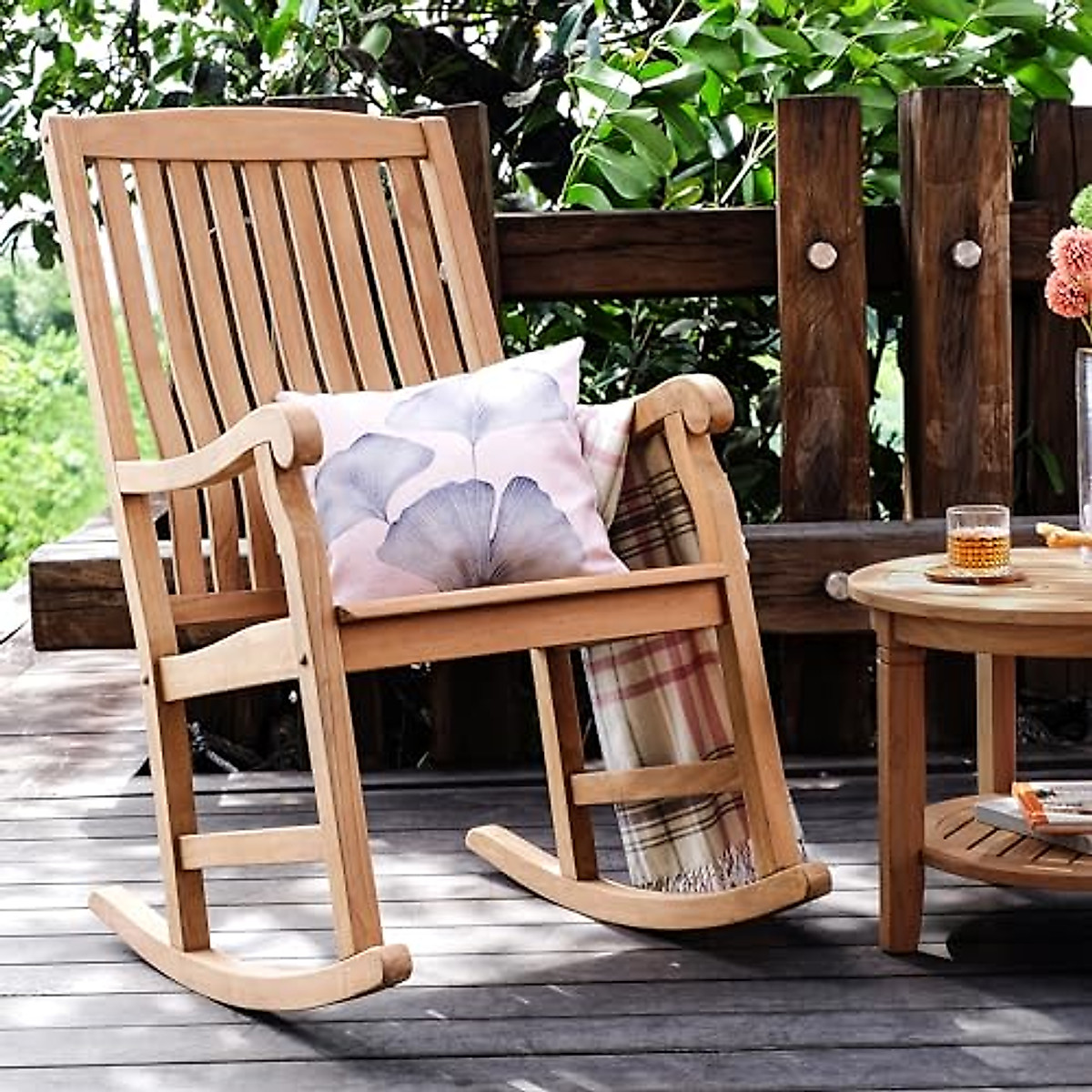 Cambridge Casual Vermont Teak Wood 3 Piece Patio Rocking Conversation Set