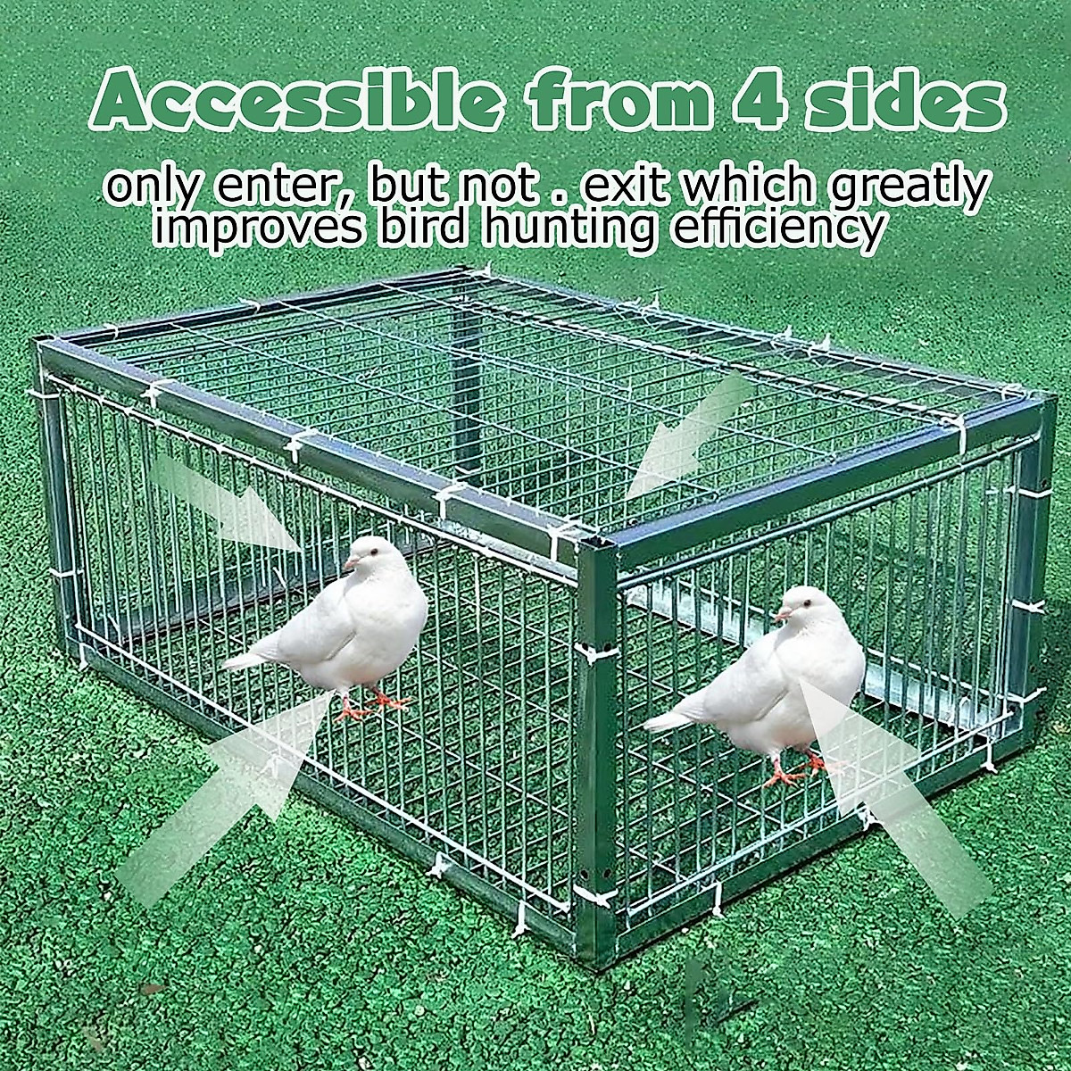 NEONMAN Pigeon Trap with Escape-Proof Design Pigeon Cage with One-Way Entry Encrypted Pigeon Automatic Pigeon Collection Chicken Cage and Bird Trap with Metal Welding Portable Easy Assembly(Black,28x1