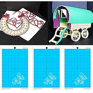 3 Pack Standard Grip Cutting Mat 12 x 8 Inch for Silhouette Portrait Adhesive Sticky Replacement Cut Mats for Scrapbooking Die-Cut Machines (Blue)