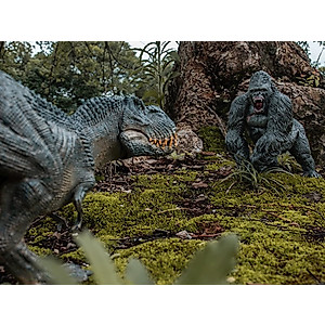 King Kong VS Vastatosaurus Rex Dinosaur Toys with Realistic Rock Action Figure Rampage Gorilla Fight Tarbosaurus Animal Figurines for Role Playing Story Telling Toy for Kids
