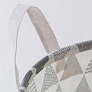 AOKID Round Laundry Hamper with Handles, Collapsible Laundry Basket Saving Space Clothes Storage Basket for Home Office Toy Organizer Grid