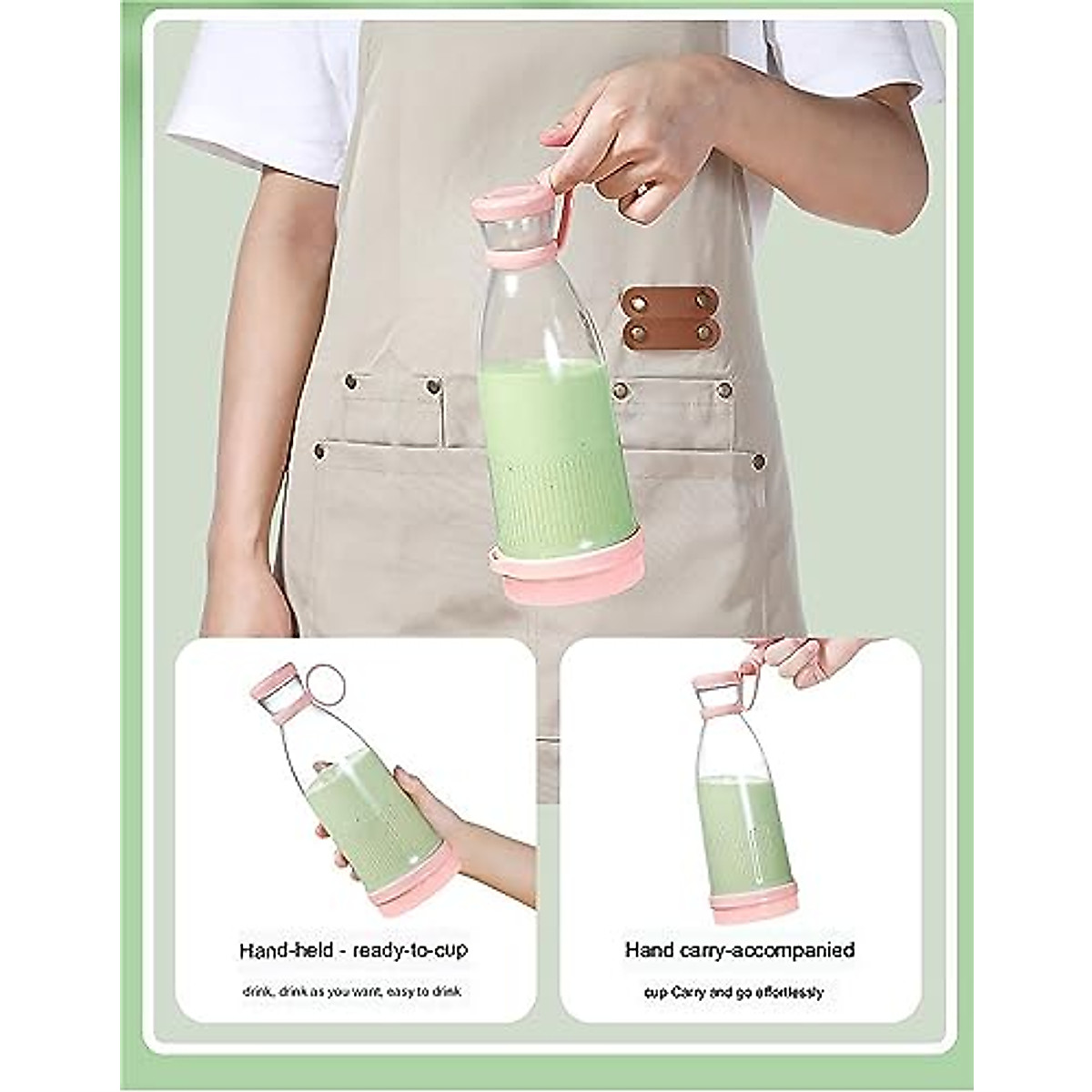 Cutify Portable Smoothie Blender, Cutify Personal Blender, Cutify Fresh Juice, Waterproof Personal Blender, 380ml Lightweight USB Cordless Portable Stainless Steel Kitchen Tools (Blue)