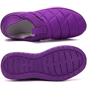 KUBUA Slippers for Men and Womens Indoor House Shoes Plush Slip on Outdoor Garden Loafers Purple 9 Women / 7 Men