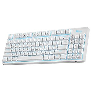 RK ROYAL KLUDGE RK89 85% Triple Mode BT5.0/2.4G/USB-C Hot Swappable Mechanical Keyboard, 89 Keys Compact Mechanical Keyboard with Detachable Frame & Software (Hot-Swappable Red Switch, White)