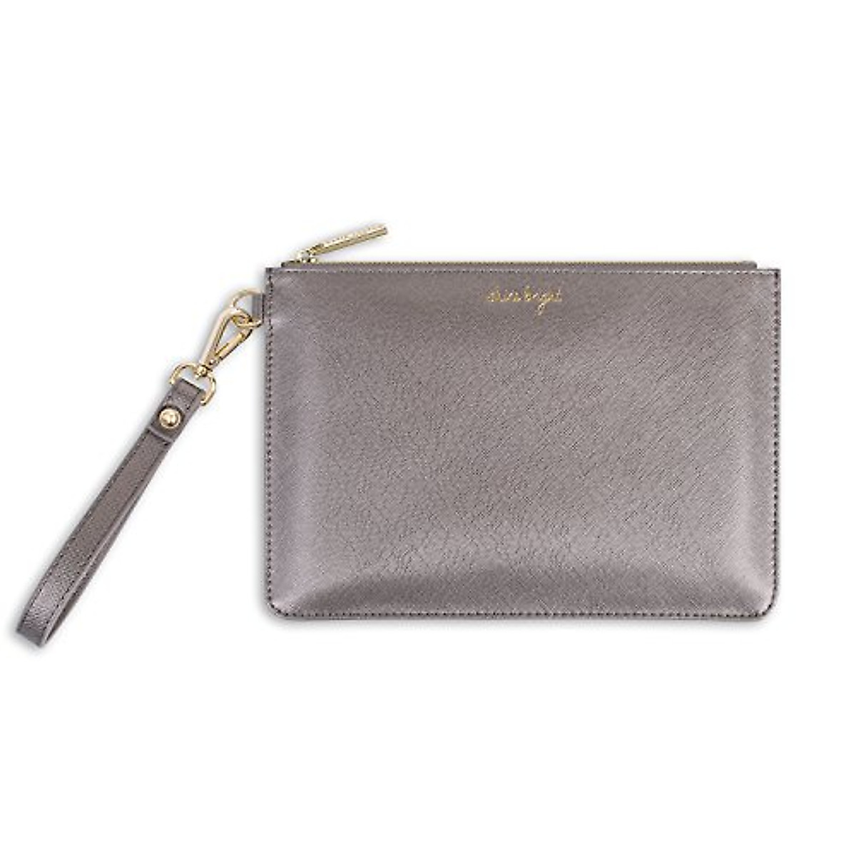 KATIE LOXTON Metallic Charcoal Shine Bright Women's Faux Leather Clutch Perfect Pouch