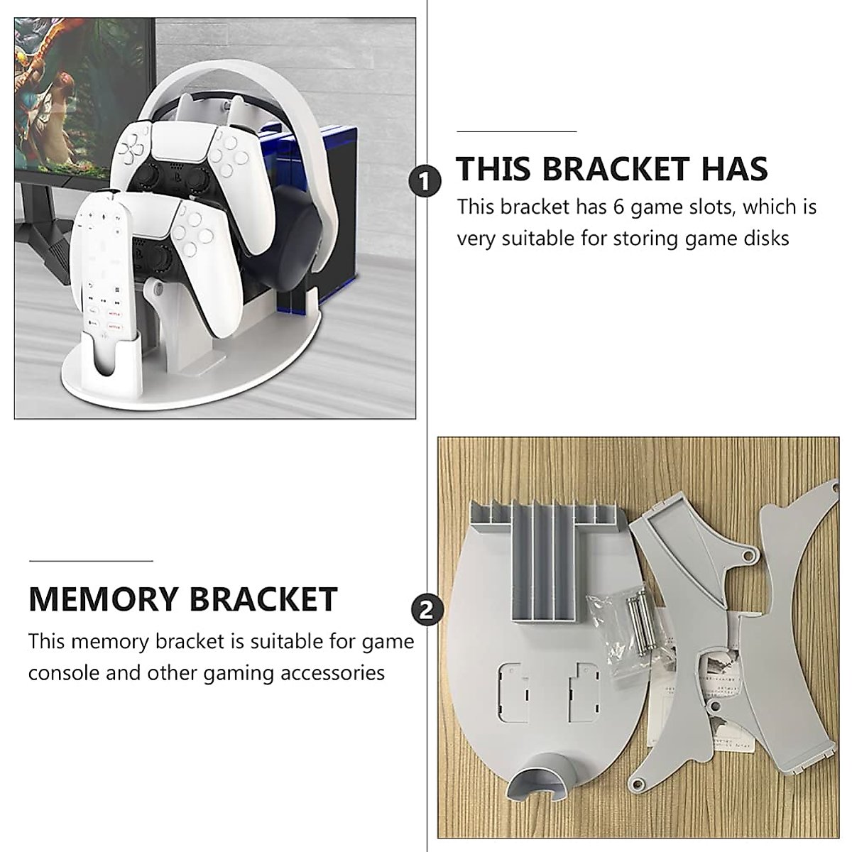 OSALADI Headphone Storage Bracket Multifunction Storage Bracket Anti- Slip Game Console Disc Headset Storage Rack Headphone Storage Shelf