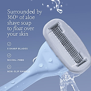 Billie Razors for Women Shave Kit – Women’s Razor + 4 x 5-Blade Razor Refills + Magnetic Holder – Cool Blue