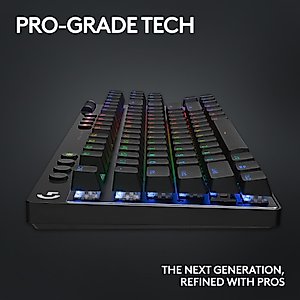 Logitech G PRO X TKL LIGHTSPEED Wireless Gaming Keyboard, Ultra-Portable Tenkeyless Design, LIGHTSYNC RGB, PBT keycaps, Linear Switches (GX Red) - Black