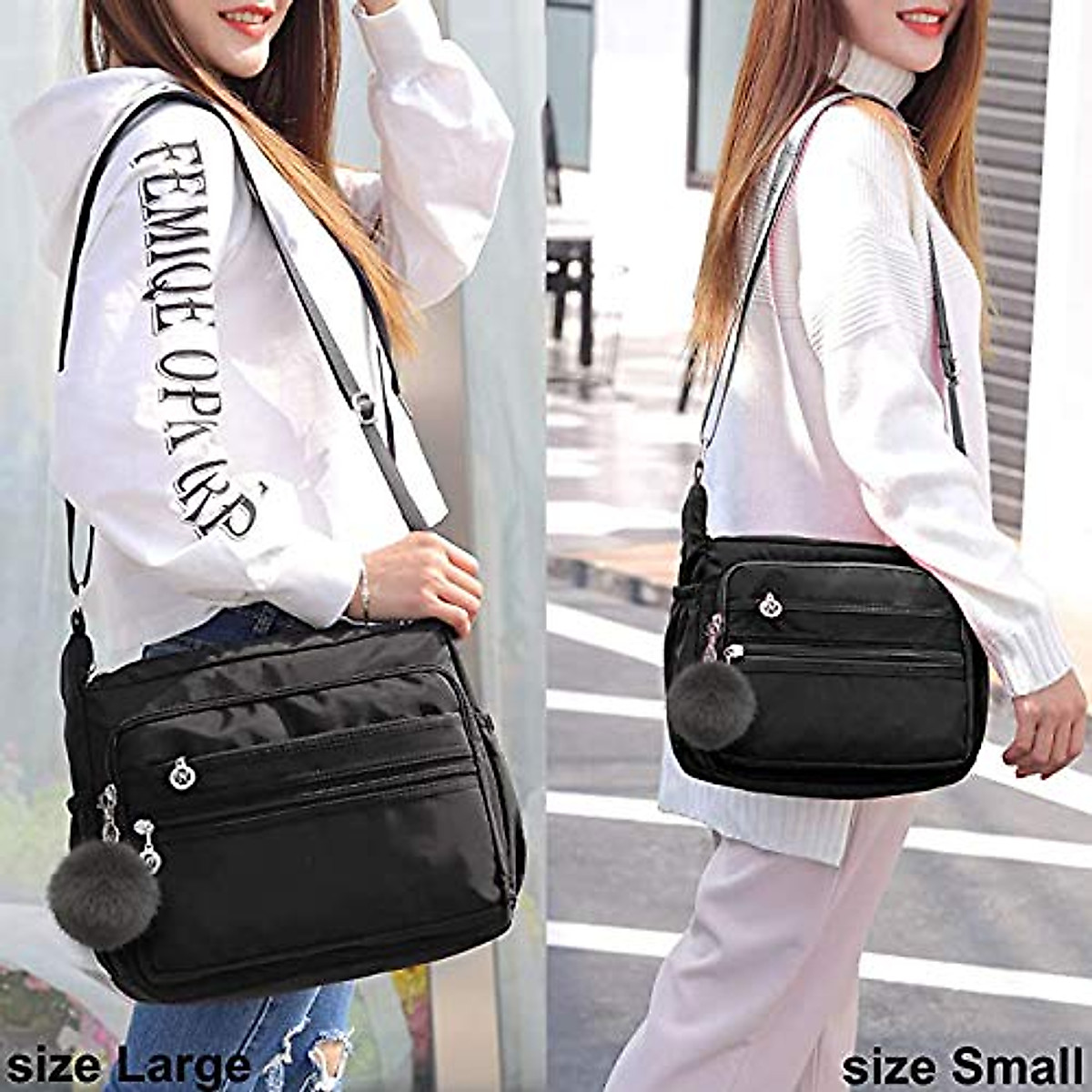 RFID Anti Thief Women's Shoulder Bags Casual Handbag Travel Bag Messenger Cross Body Nylon Bags 丨Two Sizes & 5 Colors