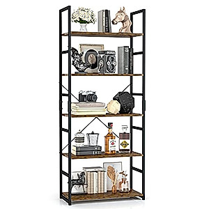 OTK 5 Tier Bookshelf, Tall Bookcase, Office Shelf Storage Organizer, Modern Book Shelf for Living Room, Bedroom, and Home Office, Vintage