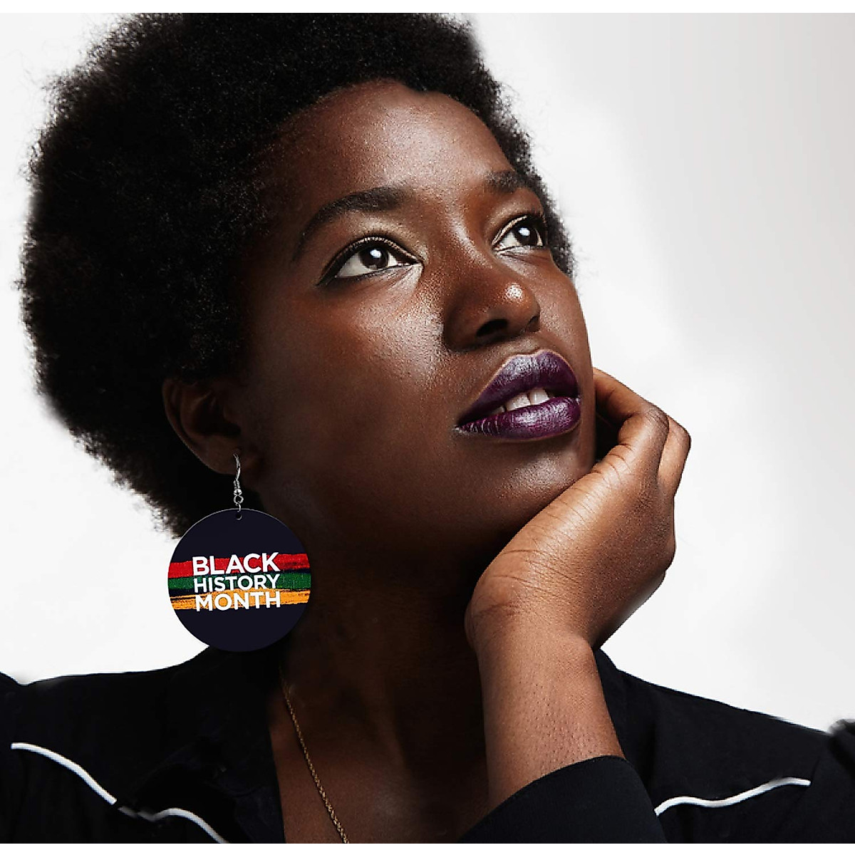 Honsny African Wooden Earrings for Women Round Wooden Painted Ethnic Earrings Drop Dangle Earrings Set