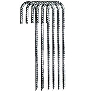 ILSSLI Ground Stakes , Steel Tent Nails , Garden Pegs Ground Anchors Rebar Staples J Hooks Landscape Pegs for Trampoline Dog Dig Defence Cain Link Fence Canopy Yard Farm